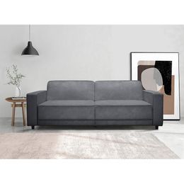 3-Sitzer &raquo;ALLIE Schlafsofa 225 cm&laquo; Bett-Funktion (108/190cm), trendiger Cord o. pflegeleichter Velours grau 100% Polyester