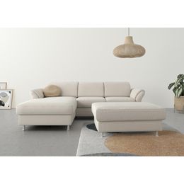 Sit & More sit&more Ecksofa &raquo;Apulia L-Form&laquo; wahlweise Bettfunktion, Bettkasten und Kopf- und Armteilverstellung beige Webstoff (100% Polyester);Struktur weich (