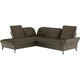 Sit & More sit&more Ecksofa &raquo;Leandro L-Form&laquo; Wahlweise mit Bett-, Kopfteil - und Armlehnfunktion, sowie Stauraum gr&uuml;n 100% Polyester