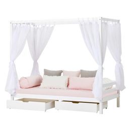 Hoppekids Himmelbett &raquo;ECO Dream Kinder/ Prinzessinnenbett 90x200cm, H= 182 cm, Kiefer massiv&laquo; wahlweise mit G&auml;stebett oder Schubk&auml;sten wei&szlig; Betthimmel: 100% 