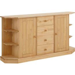 Home Affaire Kommode &raquo;Indra Sideboard mit Regalelementen&laquo; Breite 162 cm, aus massiver Kiefer, FSC beige