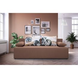 exxpo - sofa fashion 3-Sitzer &raquo;Tabou Motorrad Schlafsofa&laquo; mit Schlaffunktion und Bettkasten, inkl. loser Zier- und R&uuml;ckenkissen braun