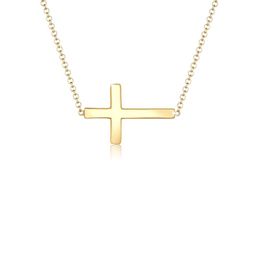 Elli Damen Kette mit Anh&auml;nger &raquo;Kreuz Faith 925 Sterling Silber Kommunion&laquo; gold
