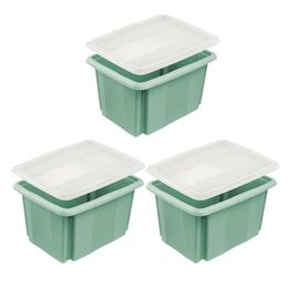 keeeper Aufbewahrungsbox &raquo;Emil, Box mit Deckel, 3er Set, 15 L, 38 x 28,5 x 20,5 cm&laquo; ineinander und aufeinander stapelbar Kunststoff