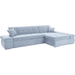 DOMO collection Ecksofa &raquo;Moric Luxus - B/T/H 300/172/80 cm, XXL-Format&laquo; L-Form, 140kg Belastung/Sitz, Chenilleoptik, pastelblau blau Chenille (85% 