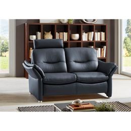 Hukla 2-Sitzer &raquo;HU-SF15058 Ledersofa, Breite 164 cm&laquo; hochwertiges Glattleder, optional mit Kopfst&uuml;tze blau