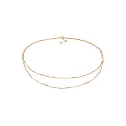 Elli Damen Gliederkette &raquo;Layer Rosa Quarz Kugeln Beads 925 Silber&laquo; gold
