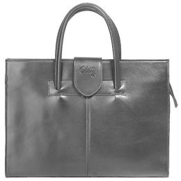 CLUTY Damen Henkeltasche echt Leder, Made in Italy schwarz