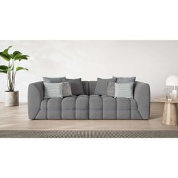 s.Oliver Big-Sofa &raquo;COBBO 3-Sitzer Design-Sofa Bubble-Optik, Ma&szlig;e B/T/H: 259/126/104 cm&laquo; mit vielen Kissen, moderne Steppung und hoher Sitzkomfort grau
