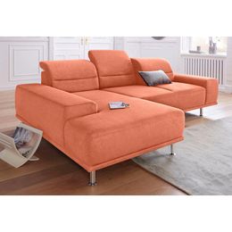 Sit & More sit&more Ecksofa &raquo;Mariola L-Form&laquo; mit Recamiere und Federkern, inklusive Sitztiefenverstellung orange Struktur (100% Polyester);Luxus-Microfaser 