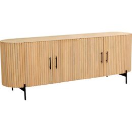Sit Sideboard 1 Stk. tlg. Kommode, Lamellen-Design im Retro Stil, Breite 190 cm beige Massivholz, Metall