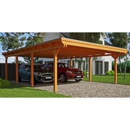 Skan Holz Doppelcarport &raquo;Emsland&laquo; Massivholz 550 cm hellbraun braun