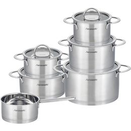 Topf-Set &raquo;Hanseatic&laquo; Set, Fleischtopf 16/20/24 cm, Bratentopf 16/20 cm, Stielkasserolle 16 cm, 11 Stk. tlg. Edelstahl 18/10 silber