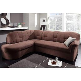 DOMO collection Ecksofa &raquo;Papenburg, zeitlose R&uuml;ckensteppung, elegante Armlehne, L-Form&laquo; mit Ottomane, wahlweise mit Bettfunktion, OTTOs Choice braun 