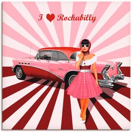 Artland Wandbild &raquo;Ich liebe Rockabilly&laquo; Ausstellungsplakate 1 Stk. tlg. als Leinwandbild, Poster in verschied. Gr&ouml;&szlig;en pink