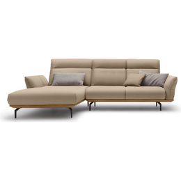 Creation BY ROLF BENZ Ecksofa &raquo;CR.460&laquo; Sockel in Nussbaum, Winkelf&uuml;&szlig;e in Umbragrau, Breite 298 cm beige NaturLEDER OSKAR (echtes Rindsleder)