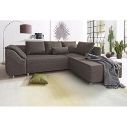 Collection AB Ecksofa &raquo;Sally L-Form&laquo; mit und ohne Bettfunktion, inklusive loser R&uuml;cken- und Zierkissen braun Microfaser PRIMABELLE (100% Polyester) / 