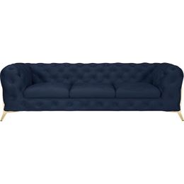 Home Affaire Chesterfield-Sofa &raquo;Amaury&laquo; aufw&auml;ndige Knopfheftung, moderne Chesterfield Optik, Fu&szlig;farbe w&auml;hlbar blau Struktur (100% Polyester9;Samtoptik
