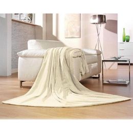 G&ouml;zze Wohndecke &raquo;Memphis&laquo; in tollen Unifarben, Kuscheldecke beige Polyester