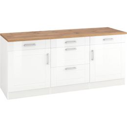 KOCHSTATION Unterschrank &raquo;KS-Tinnum&laquo; 180 cm breit, Metallgriffe, MDF Fronten, 3 Schubk&auml;sten, 2 Ausz&uuml;ge wei&szlig; Holzwerkstoff