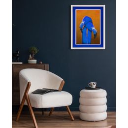 queence Bild mit Rahmen &raquo;Flamingo, Liebe, blau&laquo; Flamingos 1 Stk. tlg. Poster mit buntem Acrylglas Passepartout blau Acrylglas, Holz