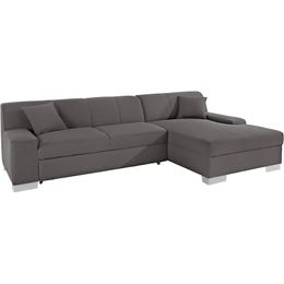 DOMO collection Ecksofa &raquo;Bero, elegant und zeitlos, flache Armlehnen, Breite 268cm L-Form&laquo; fester Sitzkomfort, wahlweise mit Bettfunktion schwarz 