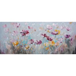 &Ouml;lgem&auml;lde Blumen Blumenwiese 1 Stk. tlg. jedes Bild ein Unikat, BxH: 140x60 cm Canvas, Holz