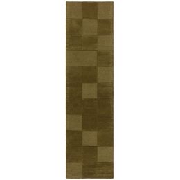 FLAIR RUGS Wollteppich &raquo;Checkerboard, Schachbrettmuster&laquo; rechteckig 10 mm H&ouml;he Hoch-Tief-Effekt, Wohnzimmer, Schlafzimmer gr&uuml;n Wolle