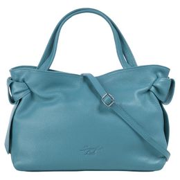 Samantha Look Damen Henkeltasche echt Leder, Made in Italy blau