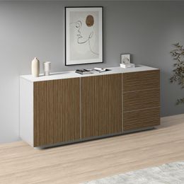 Home Affaire Sideboard &raquo;Vega Sideboard,Kommode,180 cm&laquo; mit 2 T&uuml;ren und 3 Schubladen,Fronten mit Rillen-Optik wei&szlig;