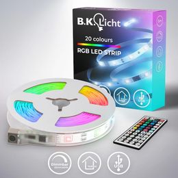 B.K.LICHT LED Stripe &raquo;USB LED Strip, 5 m, mit Farbwechsel&laquo; 150 Stk.-flammig Lichtleiste, mit Fernbedienung, selbstklebend wei&szlig;
