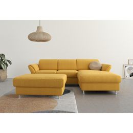 Sit & More sit&more Ecksofa &raquo;Apulia L-Form&laquo; wahlweise Bettfunktion, Bettkasten und Kopf- und Armteilverstellung gelb Webstoff (100% Polyester);Struktur weich (90