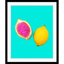 queence Bild &raquo;Anne&laquo; Kunst Lebensmittel Obst Obst Bilder Orange HD Premium Poster-Druck inkl. Holzrahmen bunt Acrylglas, Holz, Papier
