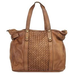 Samantha Look Damen Shopper echt Leder, Made in Italy braun