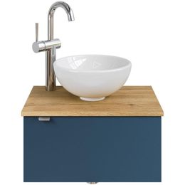 Waschtisch &raquo;Serie 6915 Waschschale mit Unterschrank f&uuml;r G&auml;stebad, G&auml;ste WC&laquo; Keramik-Aufsatzbecken, Waschtischplatte, Waschtischunterschrank, 3 Stk. 