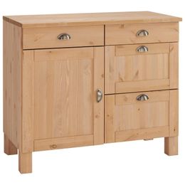 Home Affaire Unterschrank &raquo;Oslo&laquo; 100 cm breit, in 2 Tiefen, mit 23 mm Arbeitsplatte, 2 Schubk&auml;sten beige Massivholz