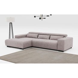 COTTA Ecksofa &raquo;Side L-Form, mit Kopfteilverstellung & 3 Nierenkissen&laquo; optional motorische Sitztiefenverstellung grau 100% POLYESTER (PES)