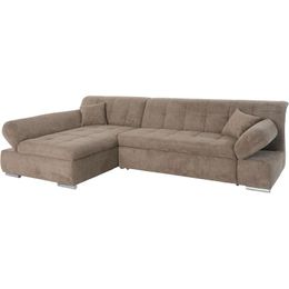 DOMO collection Ecksofa &raquo;Mona L-Form&laquo; wahlweise mit Bettfunktion braun Struktur fein 100% Polyester;Chenilleoptik 100% Polyester;SOFTLUX/Struktur fein