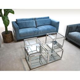 LEONIQUE Couchtisch &raquo;Maik&laquo; Couchtisch, 4 Tische, Glas, Chromgestell, 50x50x35/45 silber
