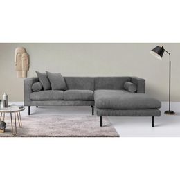 Home Affaire Ecksofa &raquo;Lillibeth L-Form Designsofa, Ma&szlig;e B/T/H: 240/173/83 cm&laquo; Zierkissen als Wendekissen, in Samtoptik oder Cord grau 100% Polyester