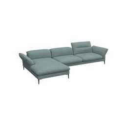 FLEXLUX Ecksofa &raquo;Salino, Funktionssofa mit Recamiere, Relaxsofa, Ecksofa&laquo; Sofa mit Arm- und Kopfteil-Verstellungen, Kaltschaum & Stahl-Wellen blau 62%