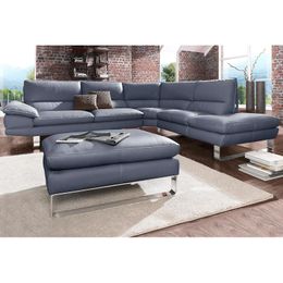 Calia italia Ecksofa &raquo;Dave, italienisches Designsofa mit erstklassigem Sitzkomfort, L-Form&laquo; mit tollen Lederbez&uuml;gen blau NaturLeder Sorrento;Leder 