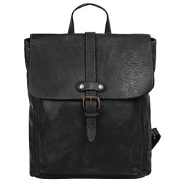 Samantha Look Damen Cityrucksack Echt Leder, Made in Italy schwarz B/H/T: 25cm x 32cm x 7cm, onesize