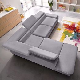 Sit & More sit&more Ecksofa &raquo;Alcatraz L-Form&laquo; wahlweise mit Bettfunktion grau Struktur fein (97% Polyester, 3% Polyamid);Luxus-Microfaser ALTARA NUBUCK (95% 