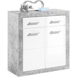 HBZ-MEBLE HBZ Kommode &raquo;Stone 2 wei&szlig; Glanz, BxHxT 82x88x37 cm&laquo; Kommode mit 2 T&uuml;ren, 2 Schubk&auml;sten und 1 Einlegeboden wei&szlig; Holzwerkstoff