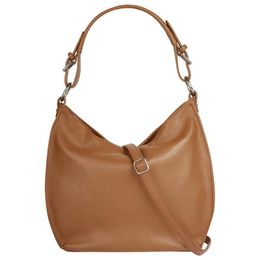 Samantha Look Damen Shopper echt Leder, Made in Italy braun
