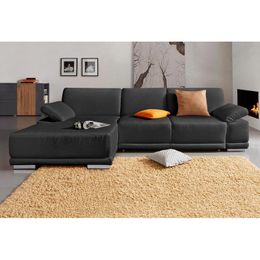 Sit & More sit&more Ecksofa &raquo;Coria L-Form&laquo; mit XL-Recamiere, wahlweise mit Bettfunktion schwarz Kunstleder SOFTLUX ;Struktur ( 100% Polyester);Struktur fein ( 90