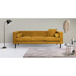 Home Affaire 3-Sitzer &raquo;Lillibeth Designsofa mit Wellenunterfederung, Ma&szlig;e B/T/H: 218/74/83 cm&laquo; Zierkissen als Wendekissen, Bezug Samtoptik oder Cord 