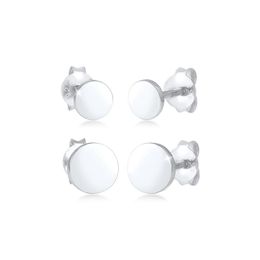 Elli Damen Ohrring-Set &raquo;Disc Pl&auml;ttchen Kreis Basic 2er Set 925 Silber&laquo; silber