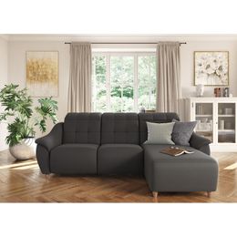 Home Affaire Ecksofa &raquo;Boston L-Form&laquo; Kopfteilverstellung an jeder Sitzfl&auml;che, wahlweise Relaxfunktion braun Struktur (100% Polyester);Luxus-Microfaser